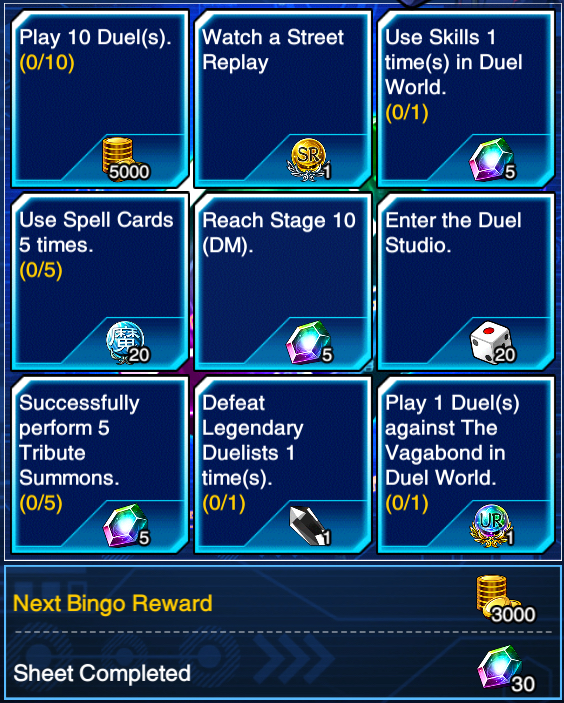 The Organization | [Duel Links] Bingo Missions (Sept 2019)